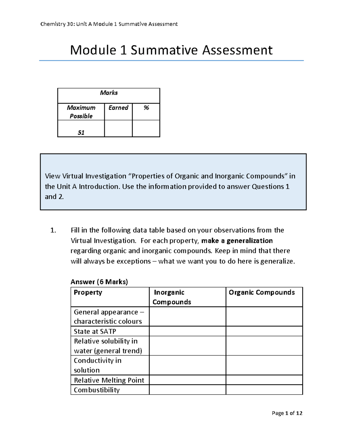 Module 1 Summative Assessment - Module 1 Summative Assessment Fill in the following data table ...