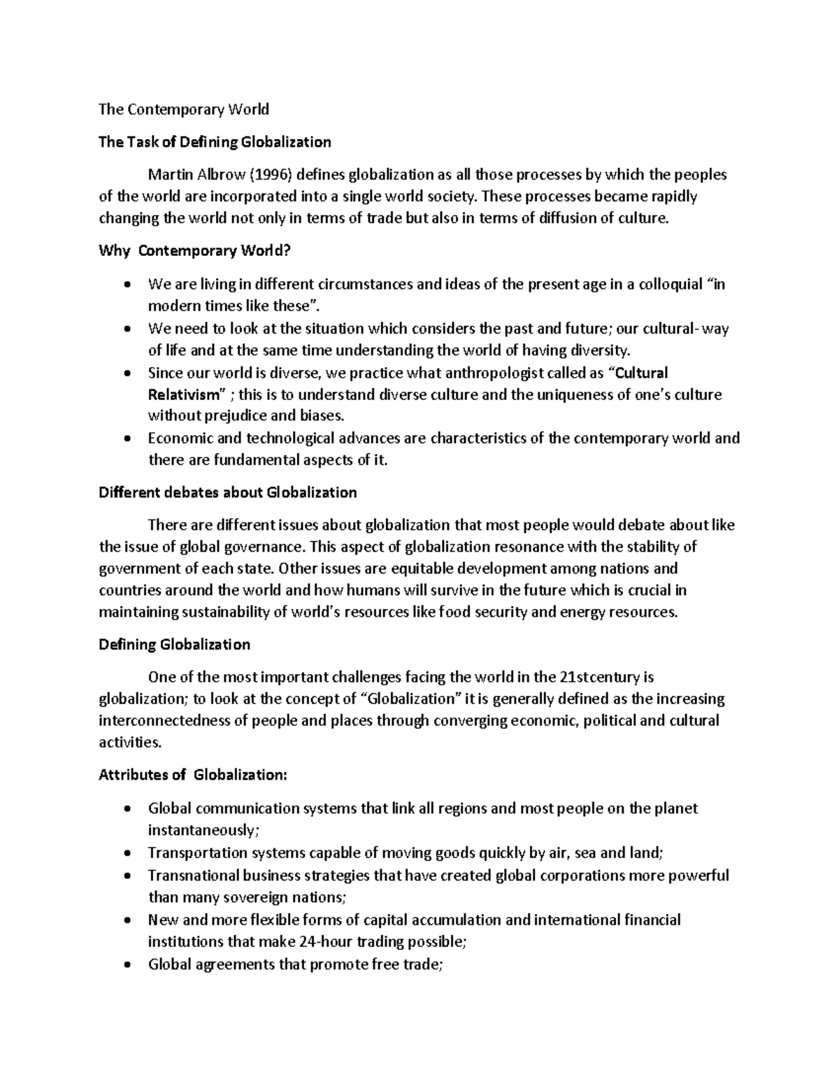 The Task of Defining Globalization - The Contemporary World The Task of ...