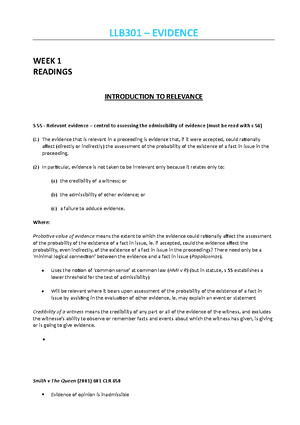 LLB3301 Evidence Lecture Notes Compileddocx - LLB3301 Lecture Notes ...