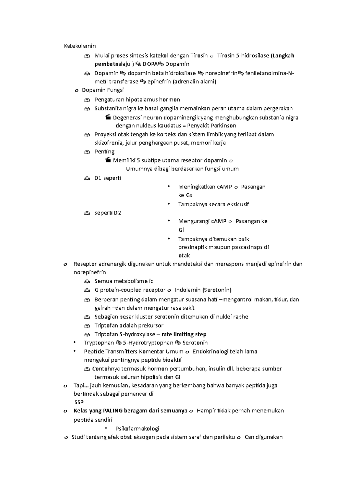 Biopsikologi 2 chp 2 - Katekolamin Mulai proses sintesis katekol dengan ...