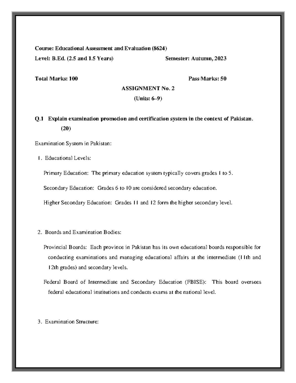 8624-2 - sss - Course: Educational Assessment and Evaluation (8624 ...