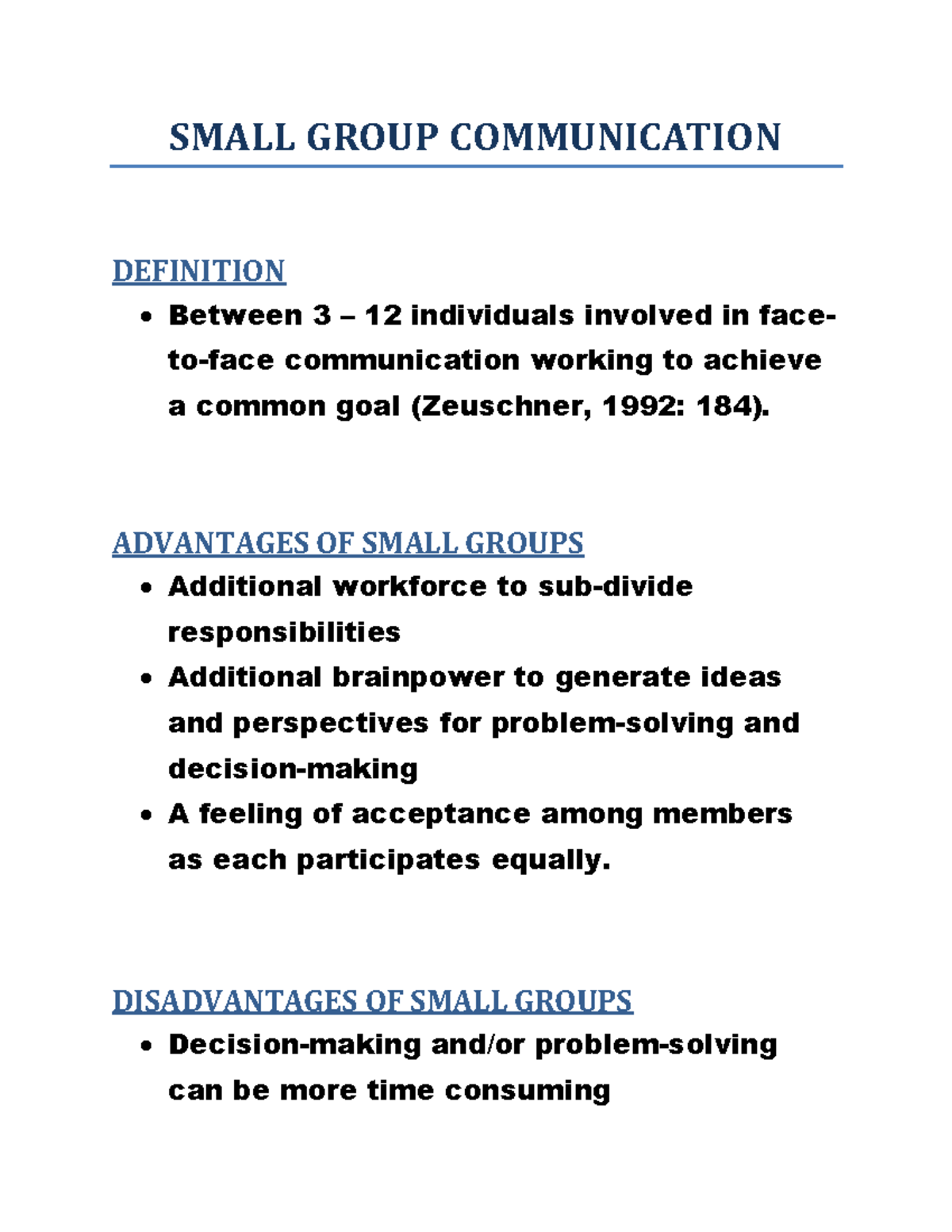 Small Group Communication - SMALL GROUP COMMUNICATION DEFINITION ...