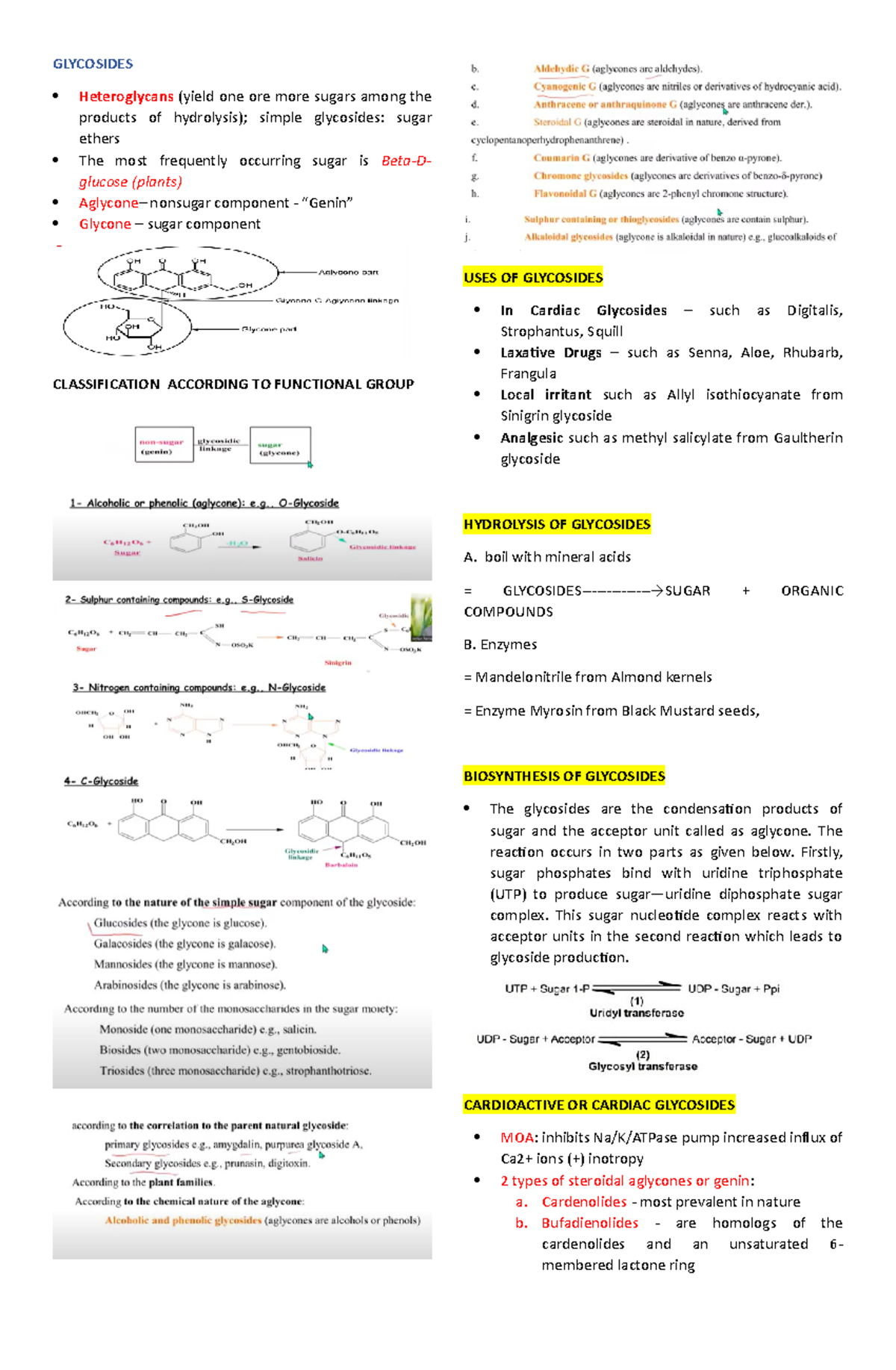 Chapter-3- Glycosides - GLYCOSIDES Heteroglycans (yield one ore more ...