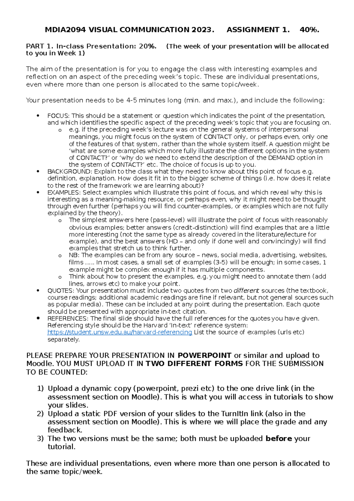 MDIA2094 TUTE Presn Instns 2023 - MDIA2094 VISUAL COMMUNICATION 2023 ...