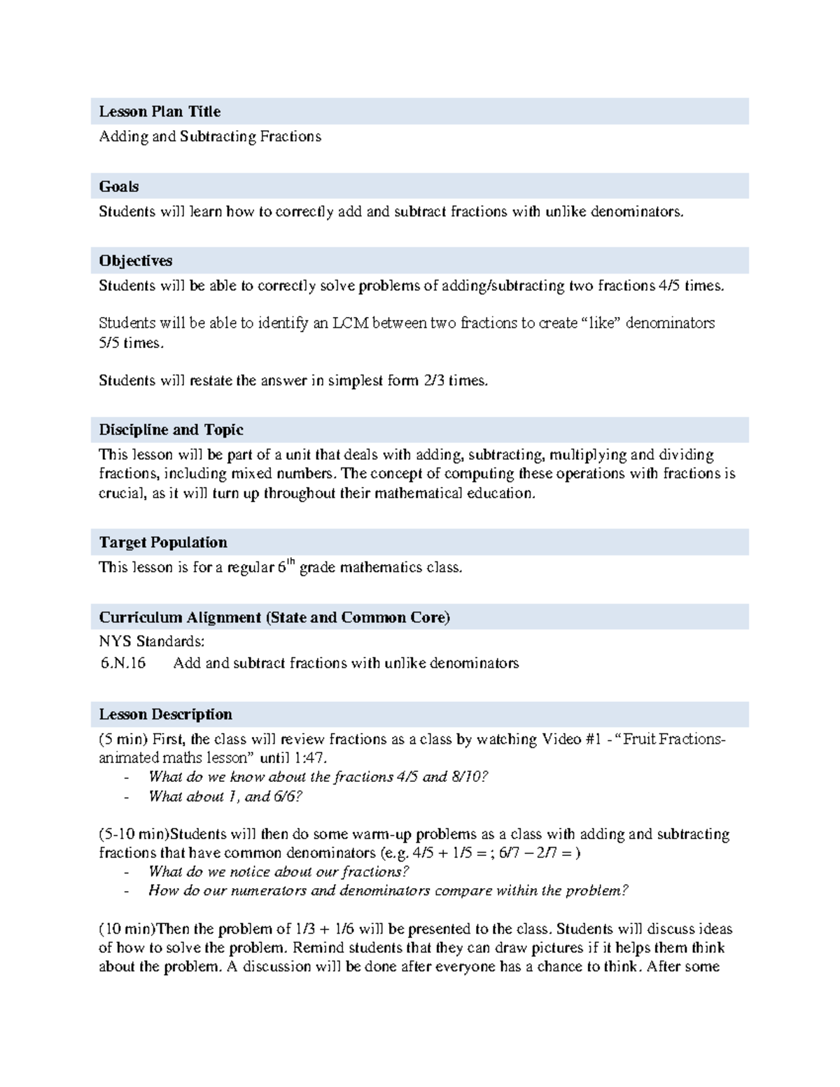 Video Lesson - You got an idea there - Lesson Plan Title Adding and ...