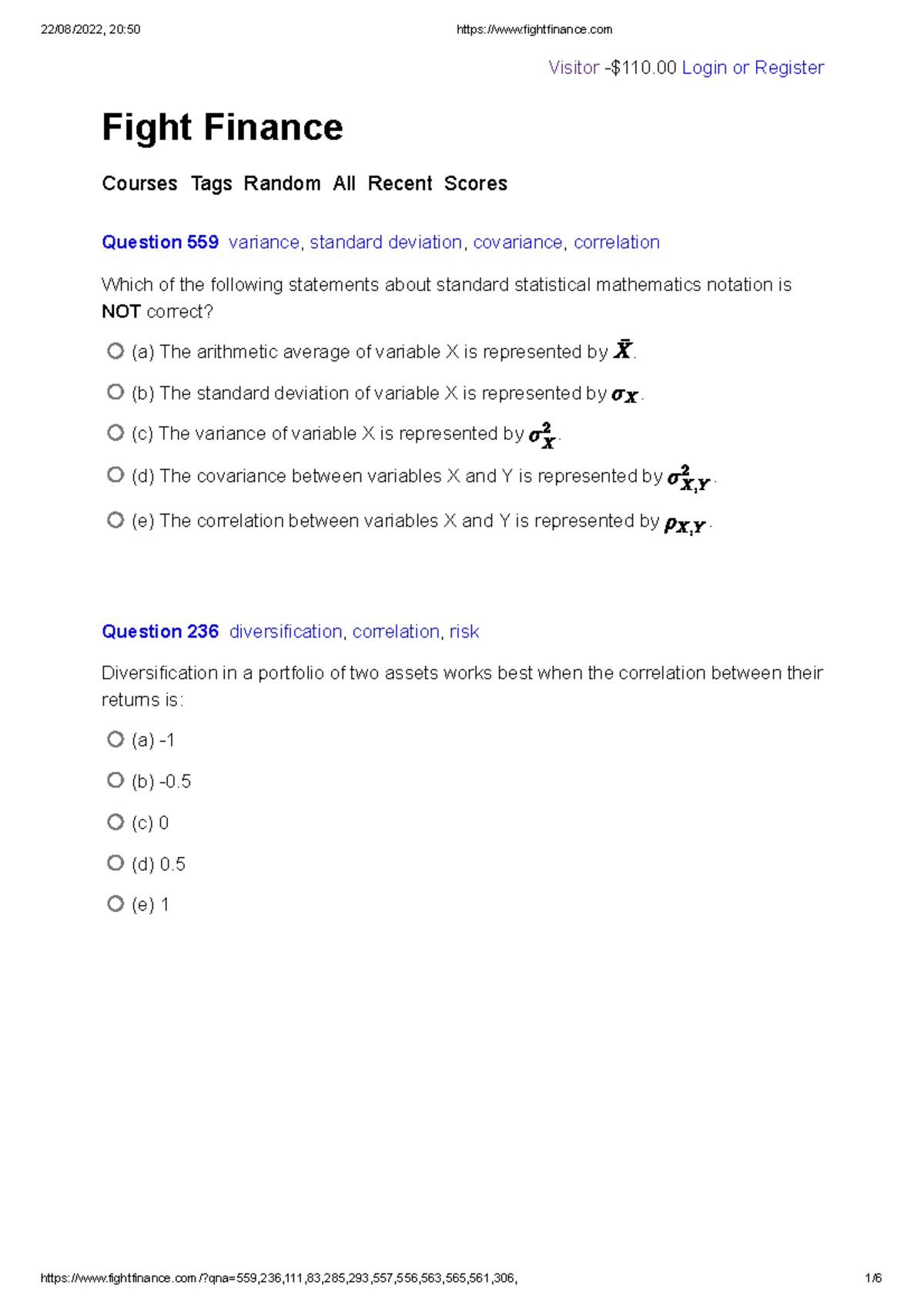 W6 - tutorial - Question 559 variance, standard deviation, covariance ...