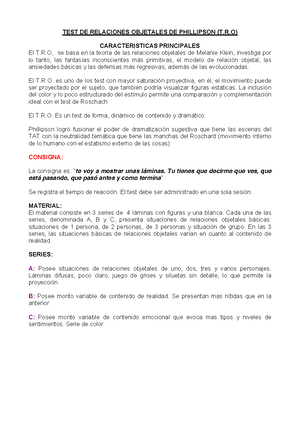 Test TRO (guía) - tro - Test de Relaciones Objetales (TRO) El Test de ...