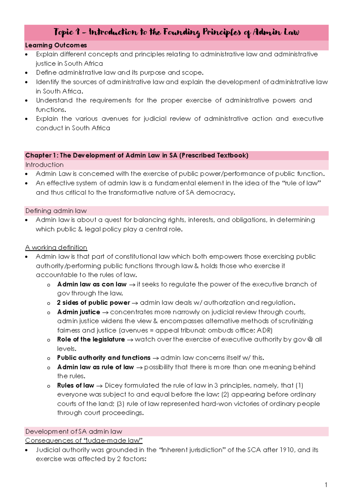 1. Intro to the founding principles of admin law - Topic 1 ...