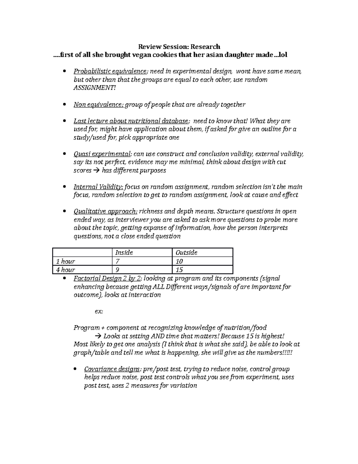 Review Session - Summary Research Methods - Review Session: Research ...