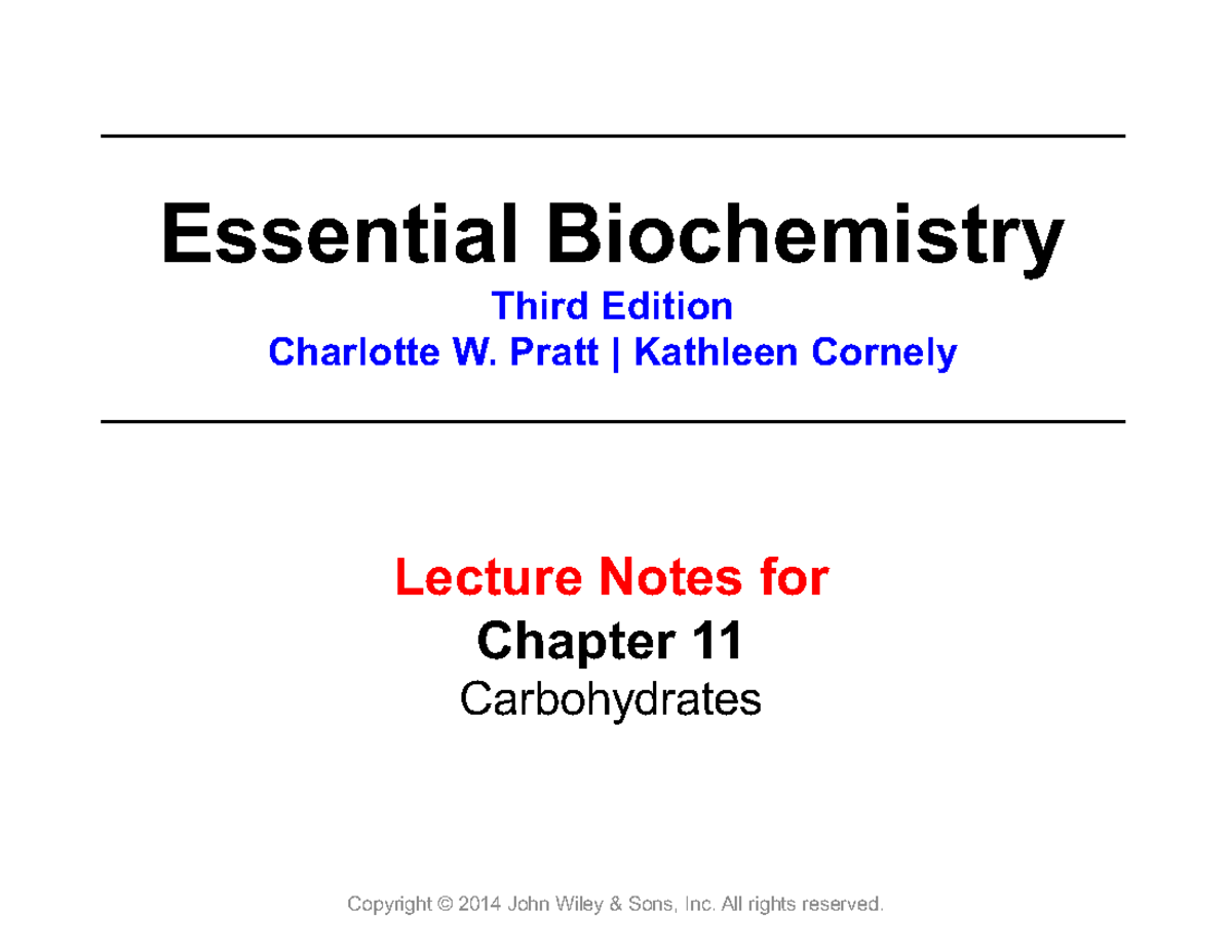 Chapter 11- Carbs - Biochem - Lecture Notes for Chapter 11 ...