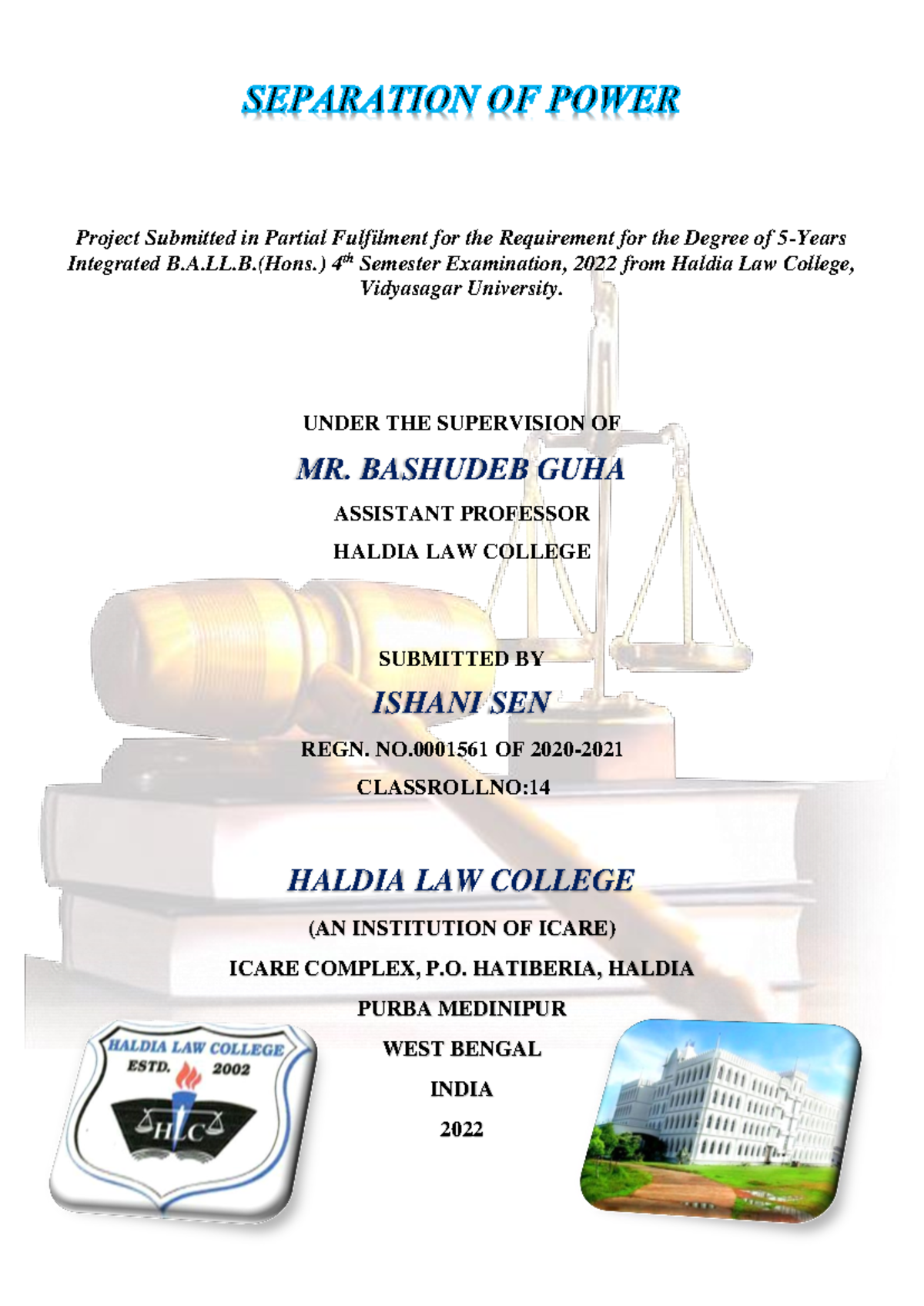 Moot Court memorial for LL.B Final year student. This memorial is based ...