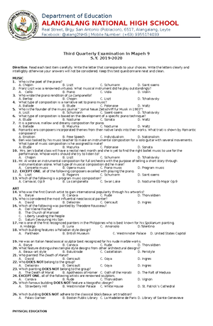 3rd Q TEST TOS - guide - Republic of the Philippines Department of ...