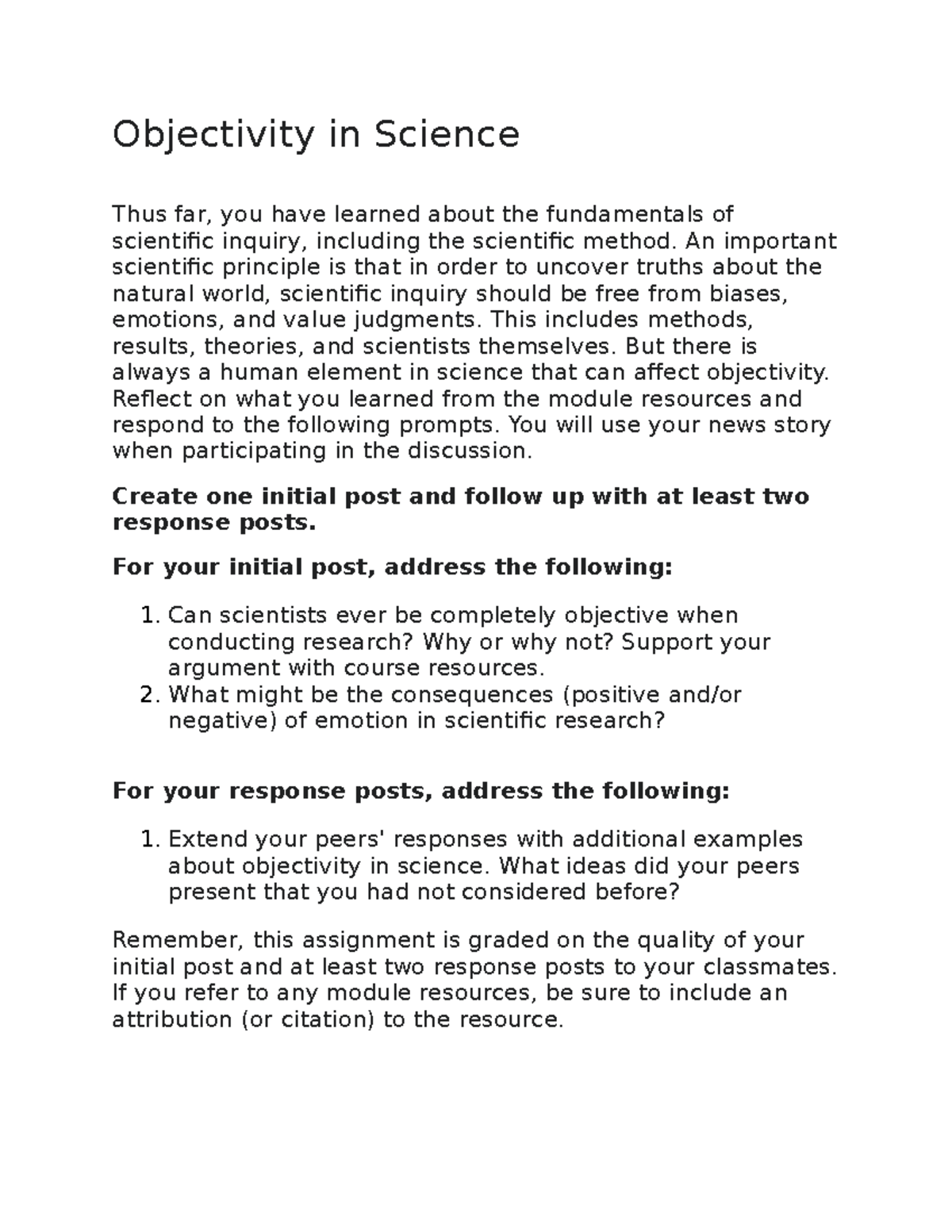 NS chapter 3 - Lecture notes - Objectivity in Science Thus far, you ...