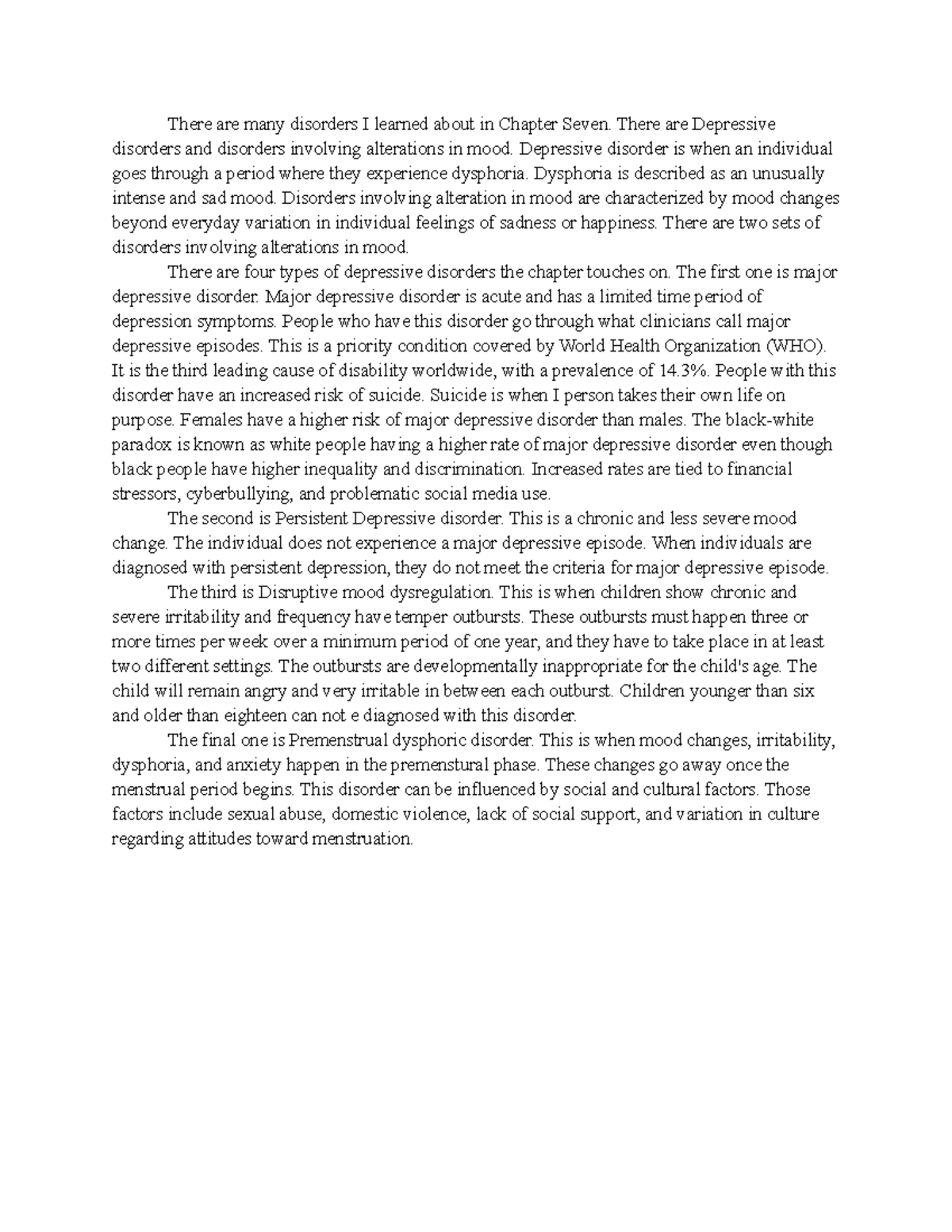 Prop 5 Prop Assignment There Are Many Disorders I Learned About In Chapter Seven There Are