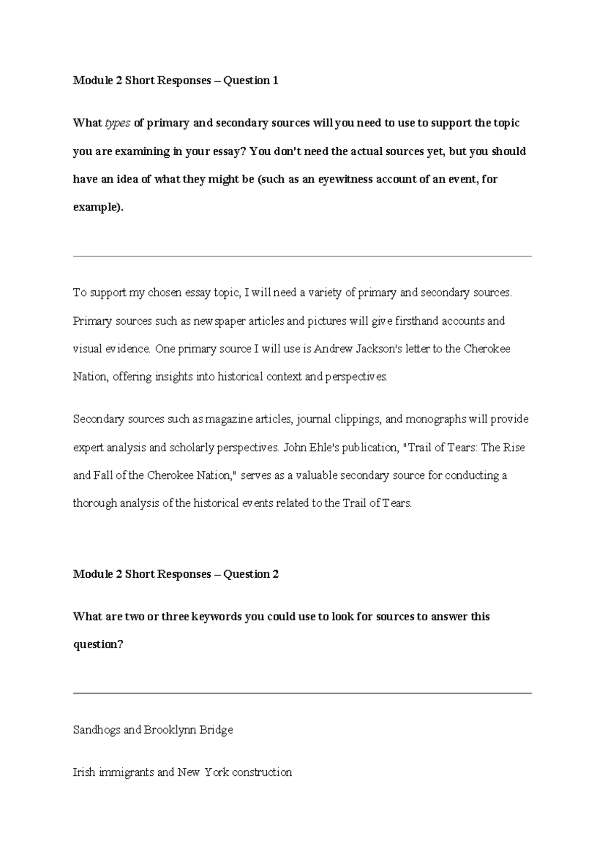 Module 2 Short Responses - Module 2 Short Responses – Question 1 What ...