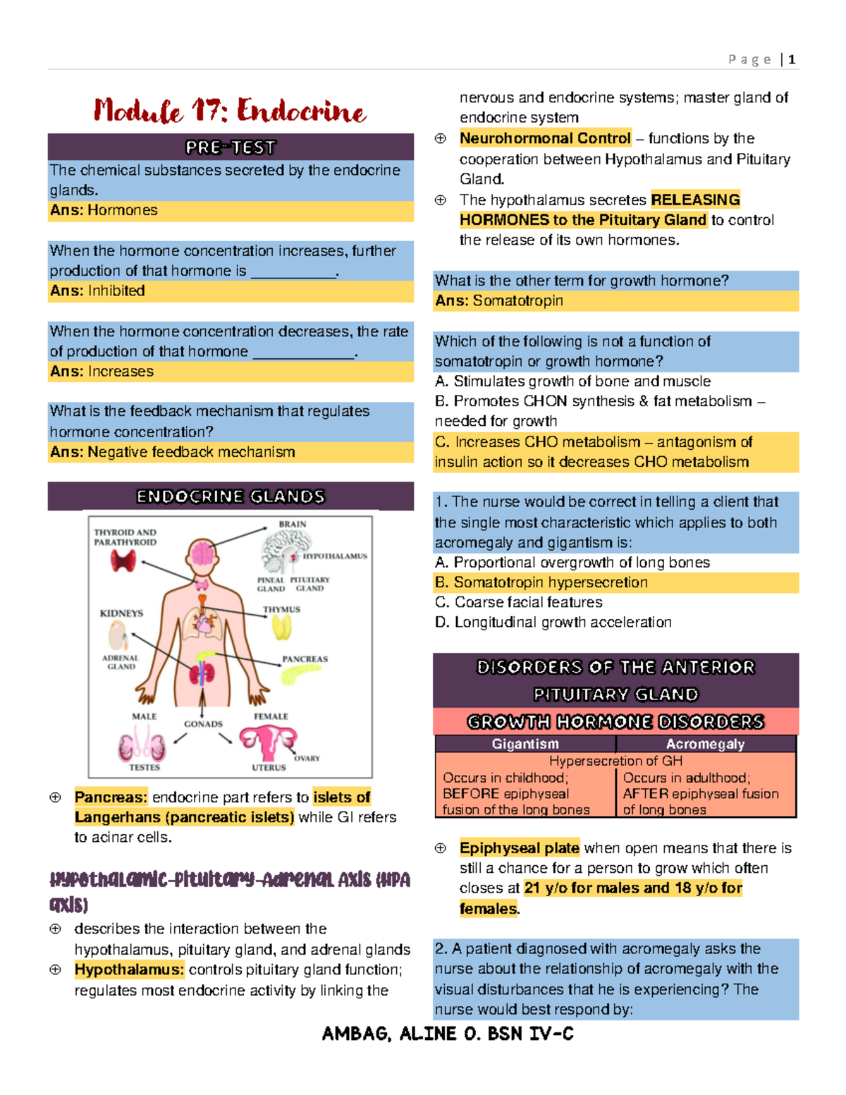 Module 17 CA2 Endocrine - Module 1 7 : Endocrine The chemical ...