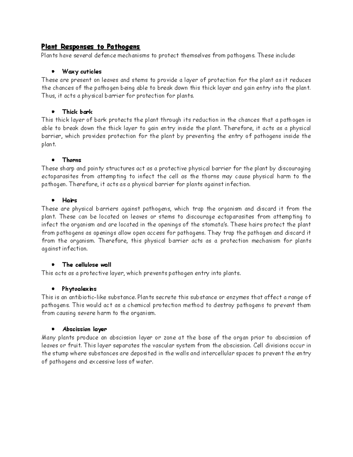 Plant Responses to Pathogens - Plant Responses to Pathogens Plants have ...