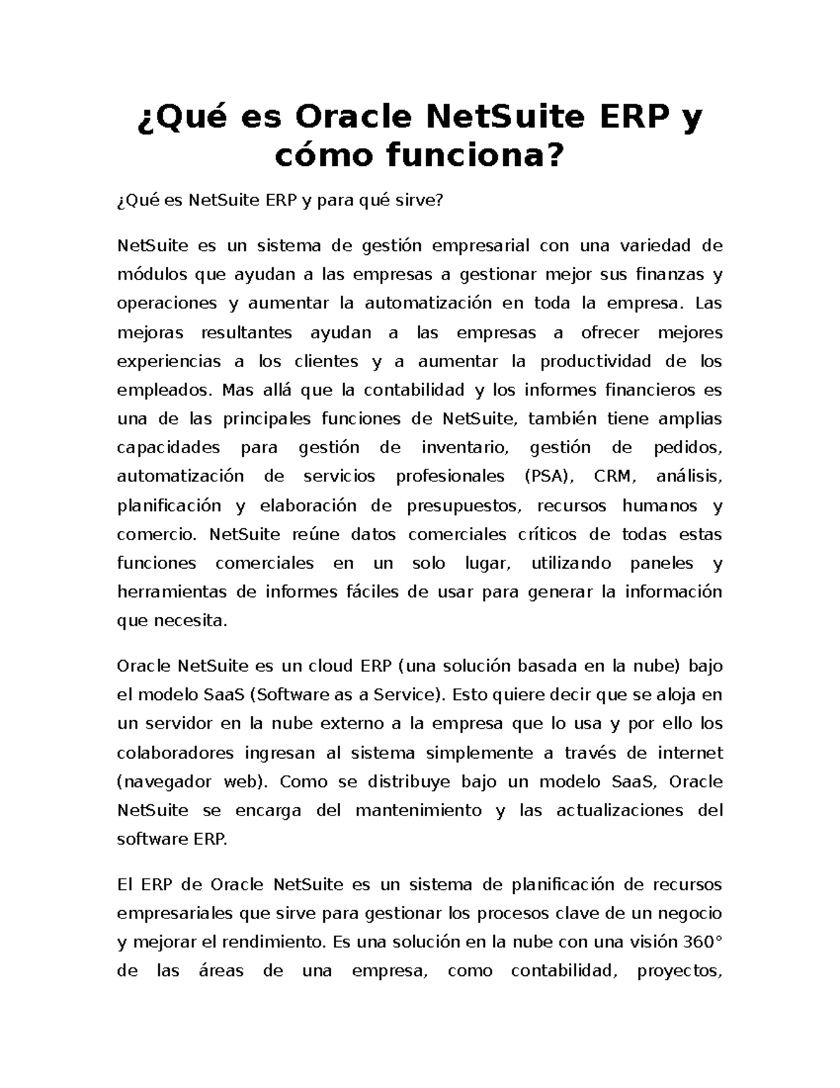 Qué es Oracle Net Suite ERP y cómo funciona - ¿Qué es Oracle NetSuite ...