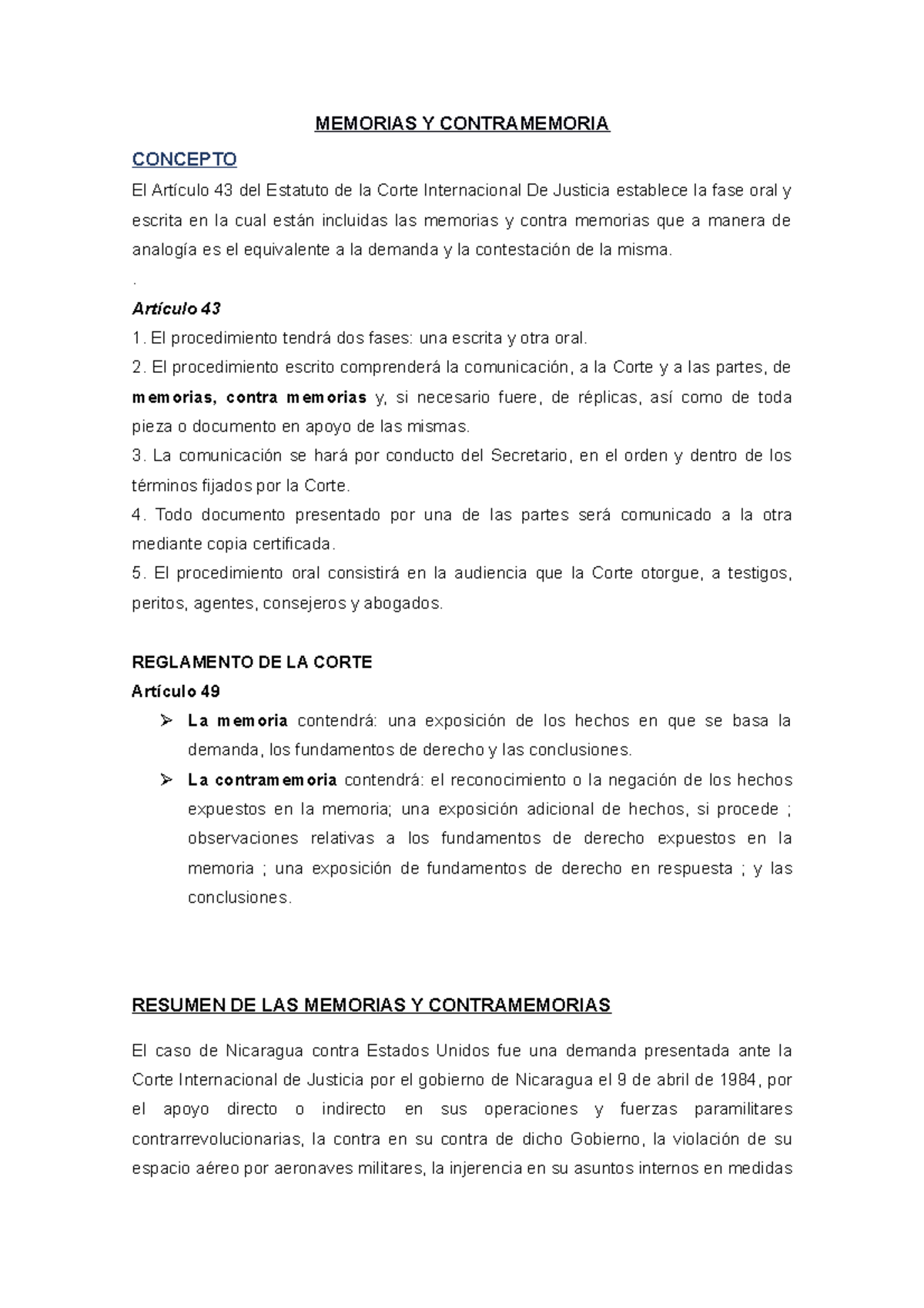 Memorias Y Contramemoria - MEMORIAS Y CONTRAMEMORIA CONCEPTO El ...