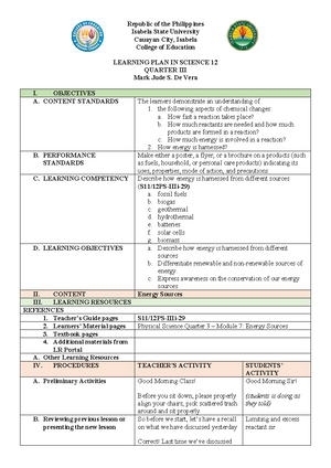 Lesson PLAN S11 12PS IVb 44 - Republic of the Philippines Department of ...