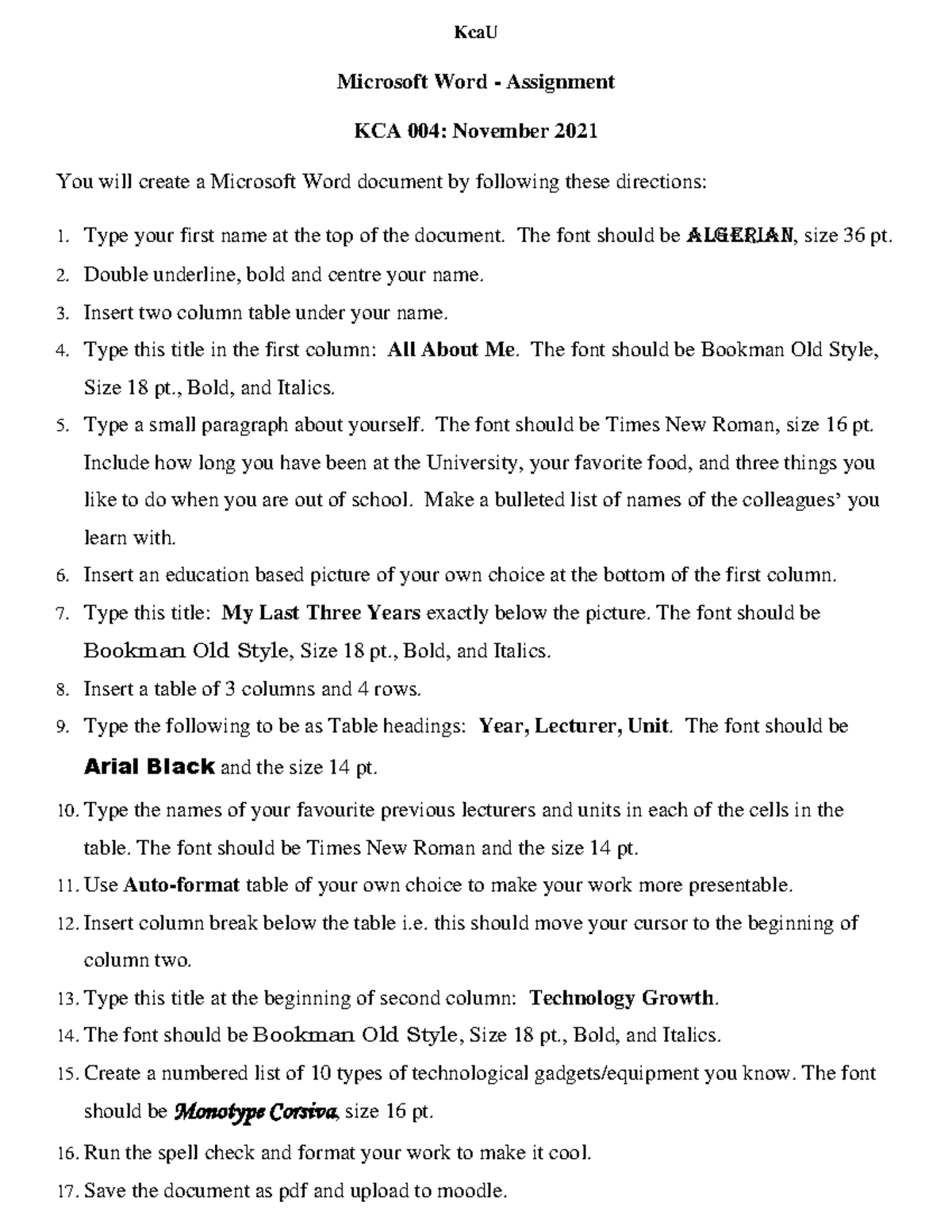 Microsoft word assignment - Nov 2021 - KcaU Microsoft Word - Assignment ...