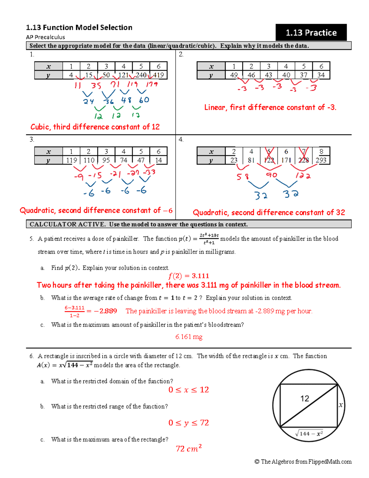 Appc 1 - ap pre calc 1.13 hoomework - © The Algebros from FlippedMath 1 ...