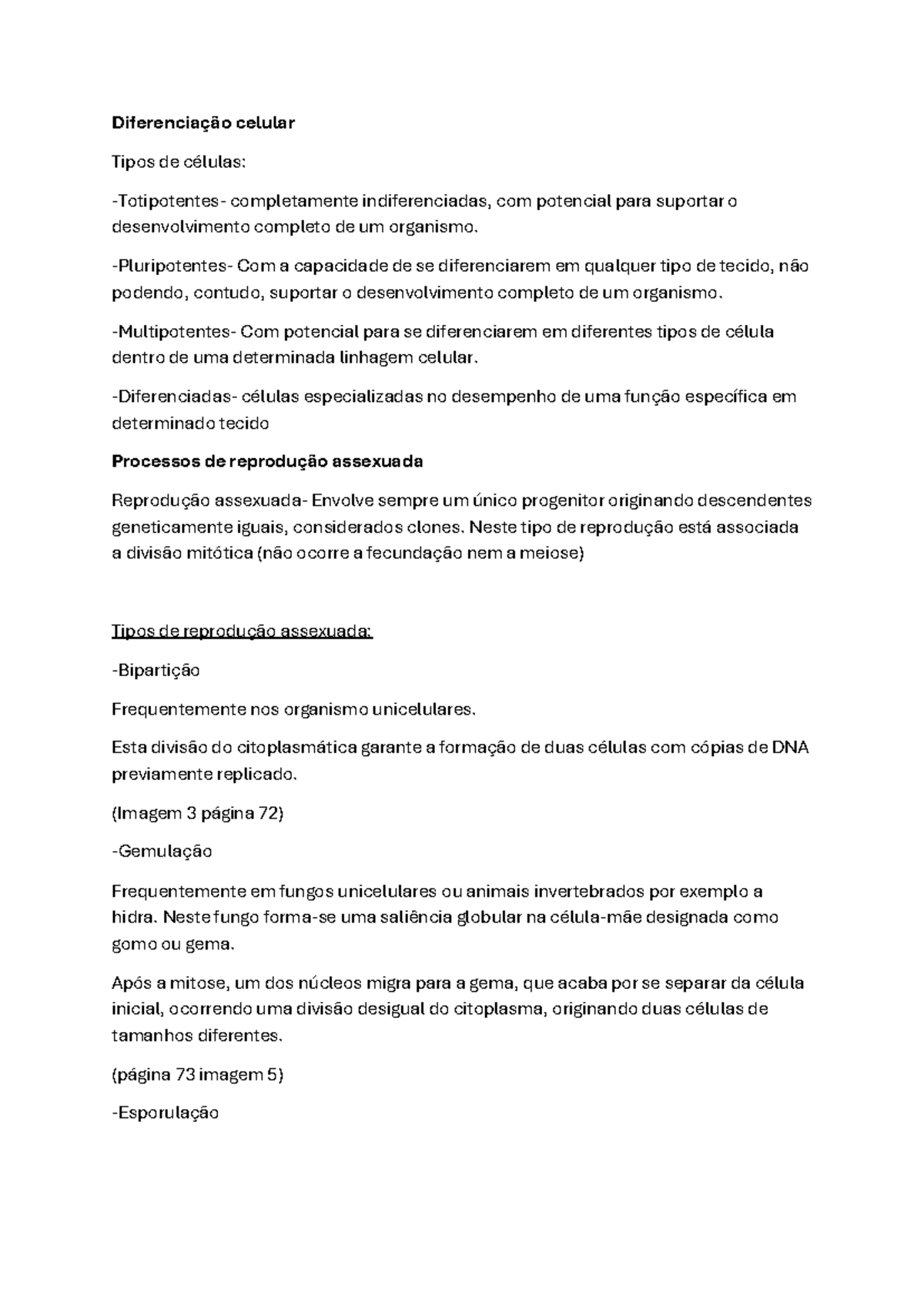 Resumos biologia - Diferenciação celular Tipos de células: Totipotentes ...