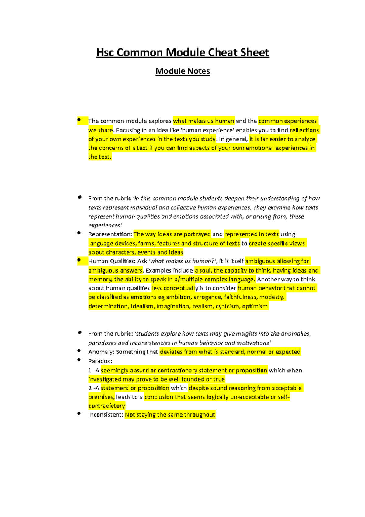Common Module Cheat Sheet - Hsc Common Module Cheat Sheet Module Notes ...