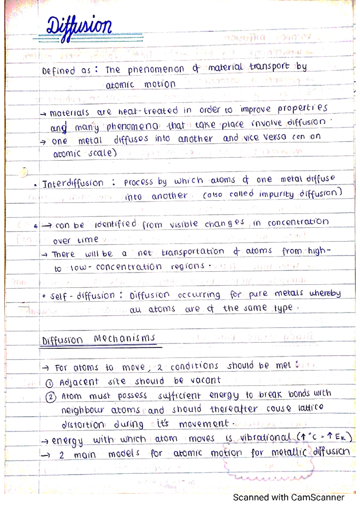 NMC 113 Chapter 5 Diffusion - Diffusion Defined as : The phenomenon of material transport atomic ...