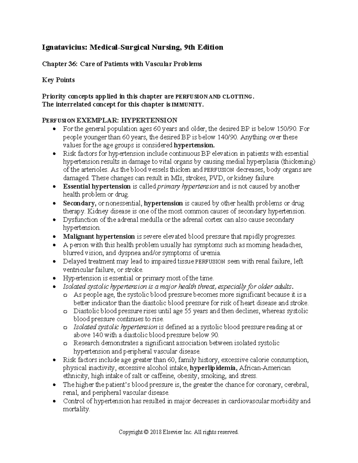 Nursing care of vascular disorders for Med Surg - Ignatavicius: Medical ...