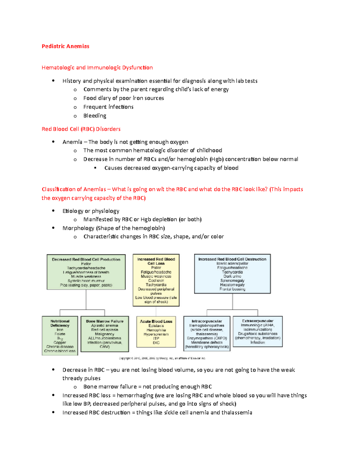 Pediatric Anemias - PEDS - Pediatric Anemias Hematologic and ...