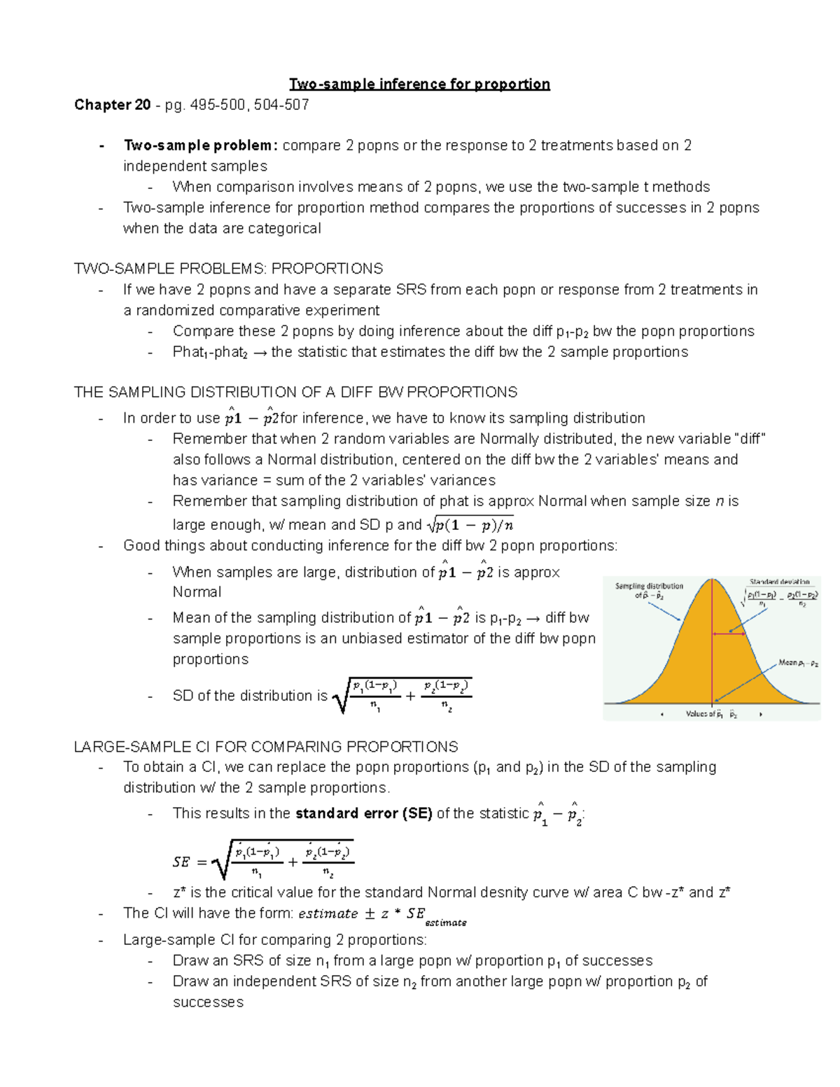 Two-sample inference for proportion - Two-sample inference for ...