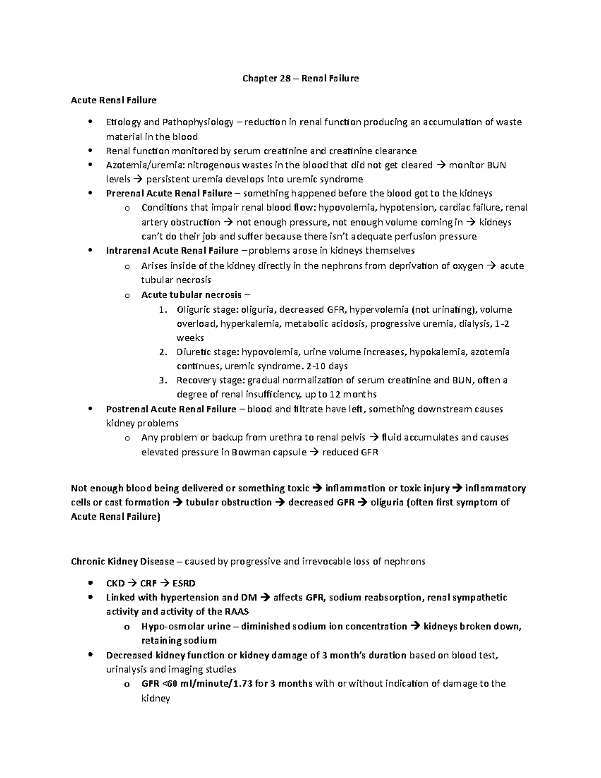 Chapter 28 - Acute Renal Failure - Chapter 28 – Renal Failure Acute ...