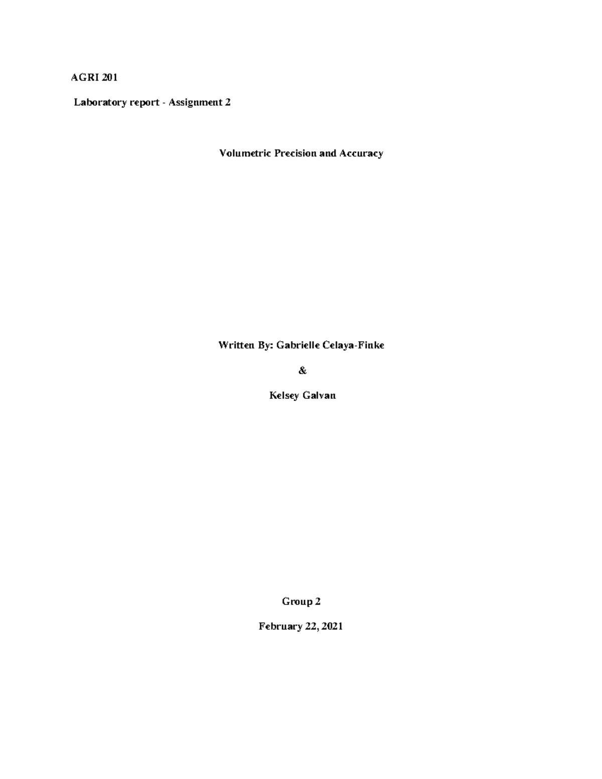 AGRI 201 assn 2 Lab report - AGRI 201 Laboratory report - Assignment 2 ...