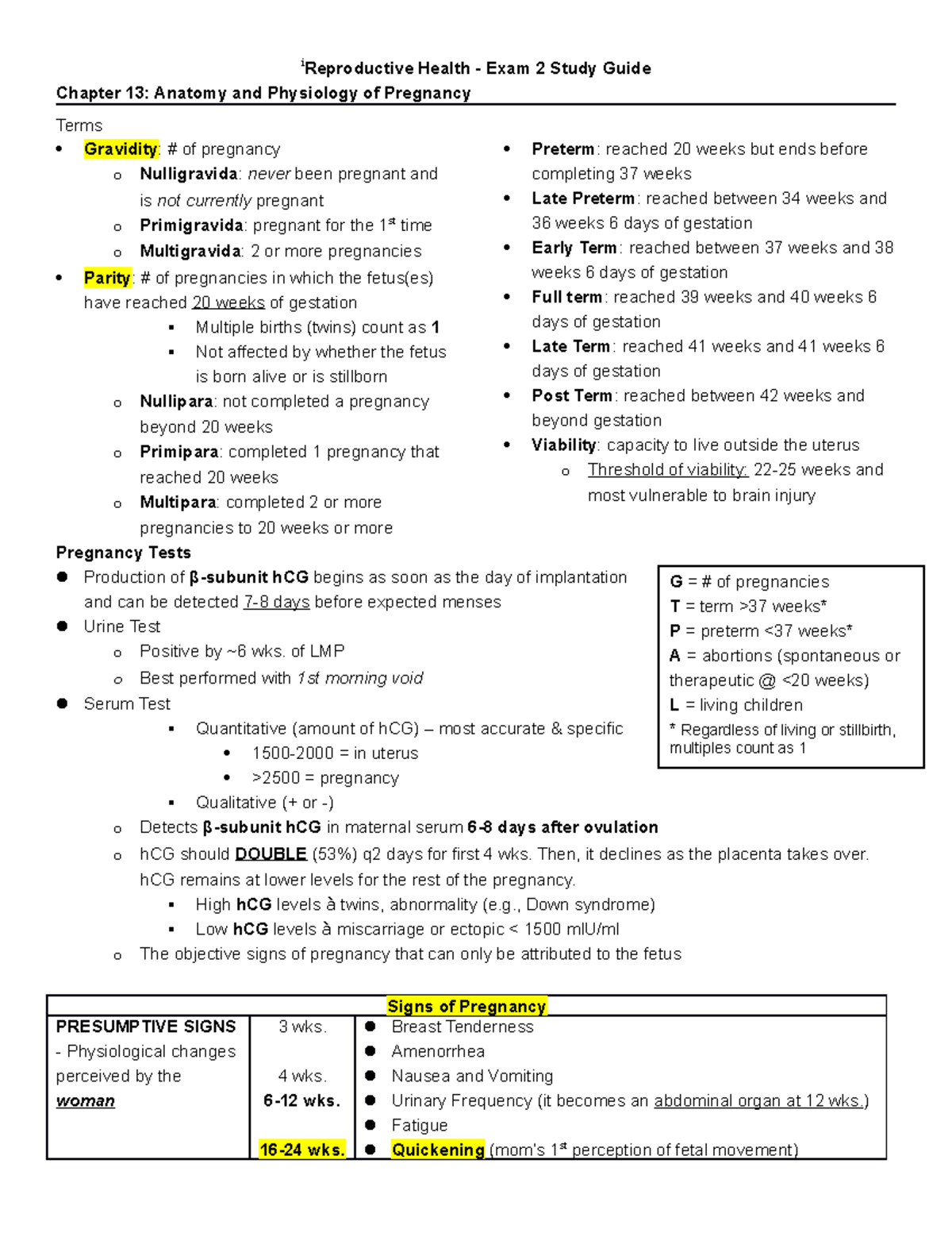Reproductive Health - Exam Study Guide - i Reproductive Health - Exam 2 ...