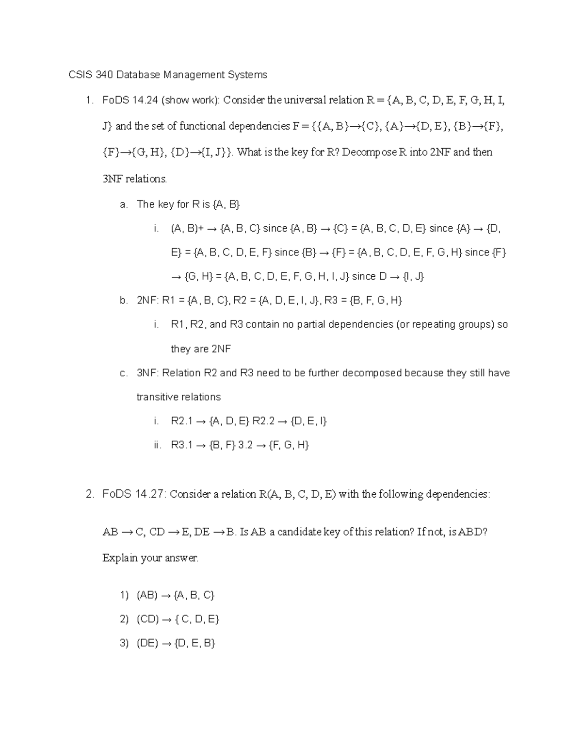 Dbms - DBMS - CSIS 340 Database Management Systems 1. FoDS 14 (show ...