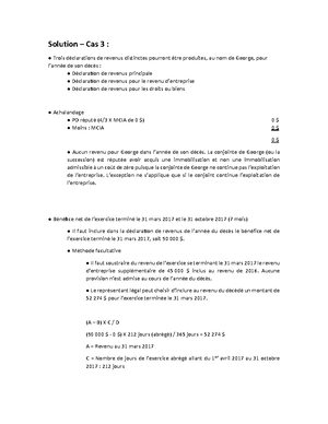 Décès - Étude de cas - CAS 1 - Solution sujet 4 - Solution – Cas 1 : Plusieurs déclaraƟons de ...