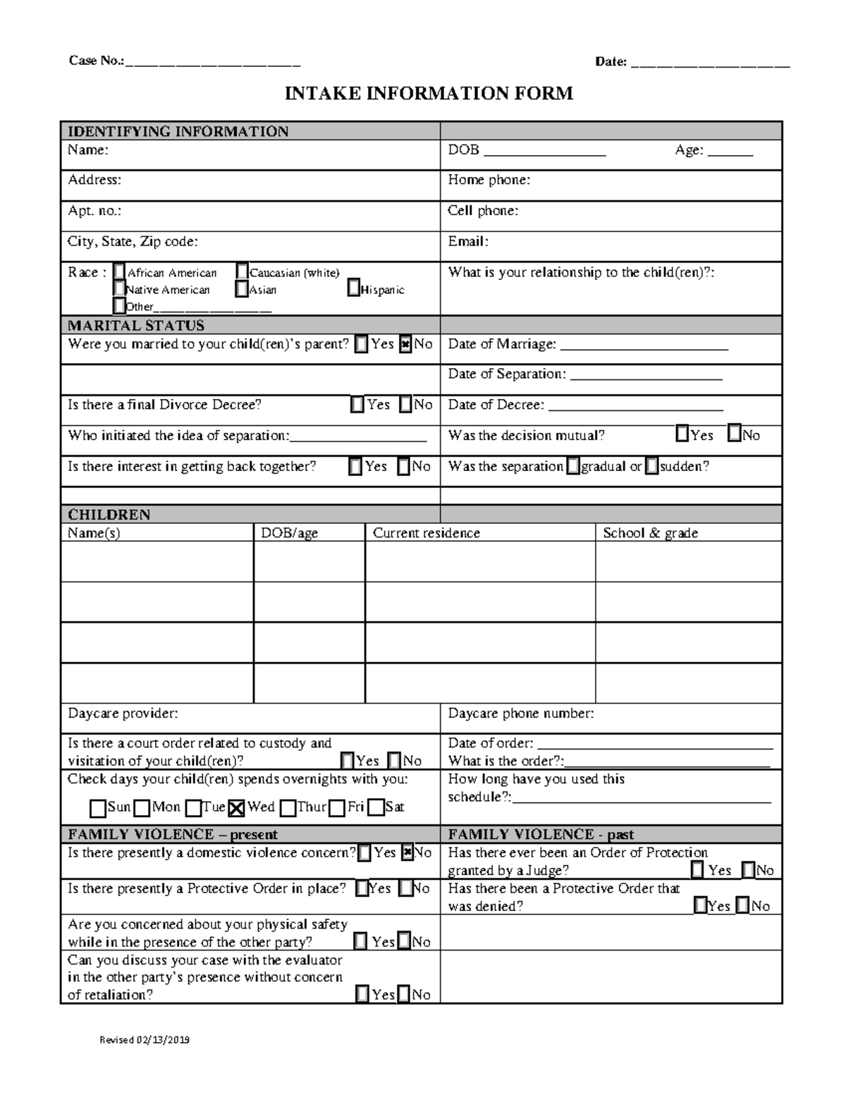 Intake Information Form OFCS fillable 05 - Revised 02/13/ Case No ...