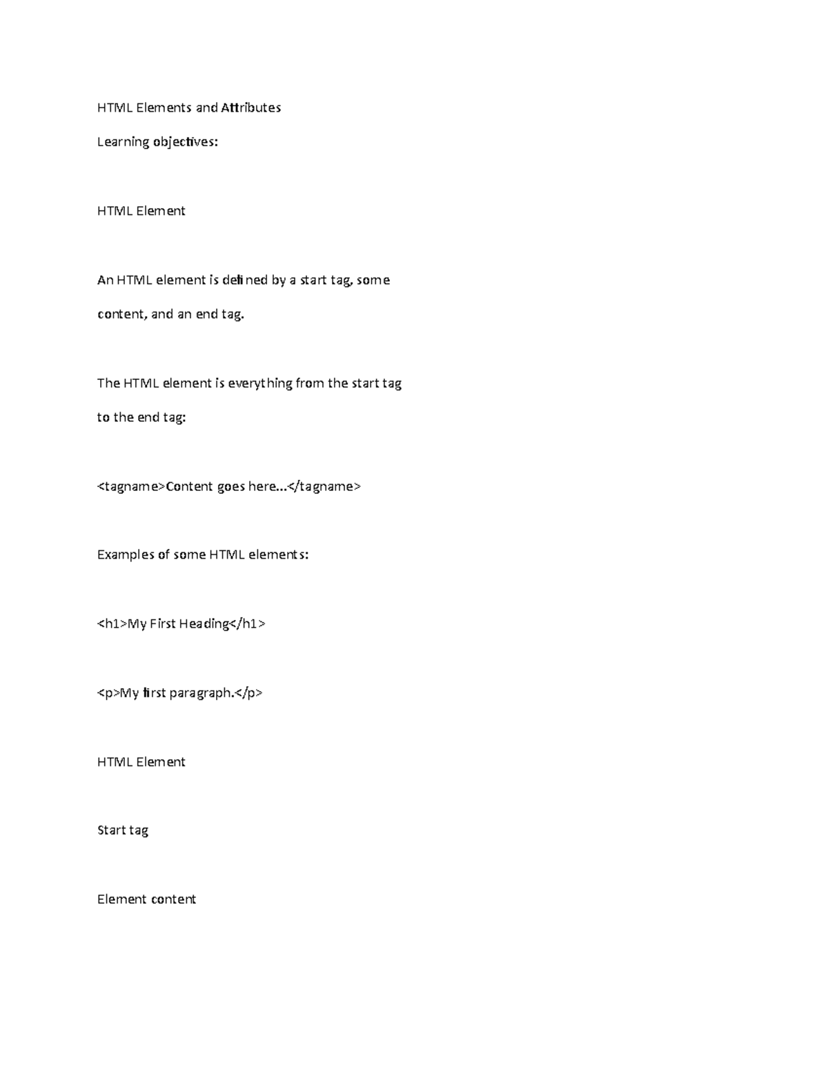 HTML Elements and Attributes - HTML Elements and AttributesLearning ...