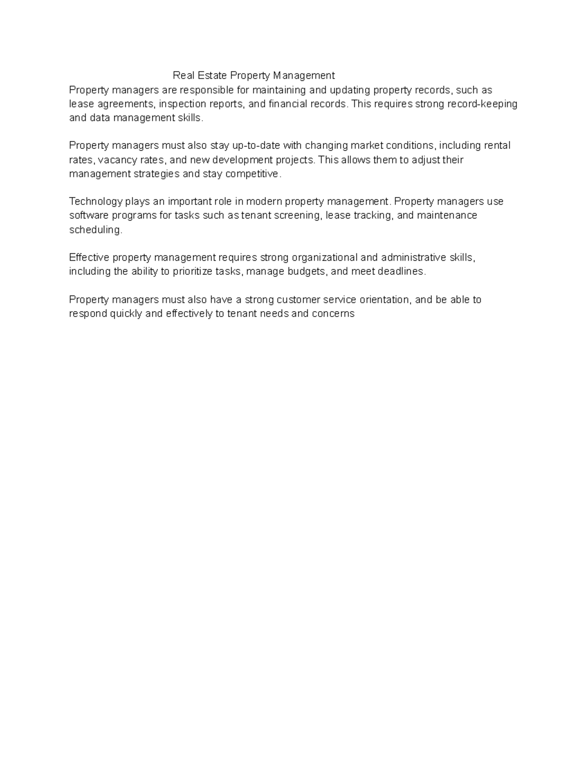 Real Estate Property Management notes 3 - Real Estate Property ...