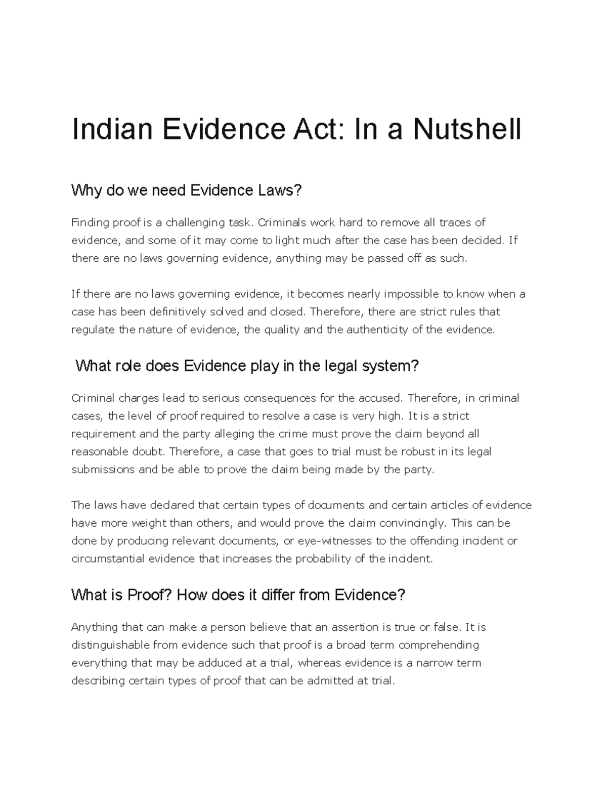 Evidence act-1 india - Indian Evidence Act: In a Nutshell Why do we ...