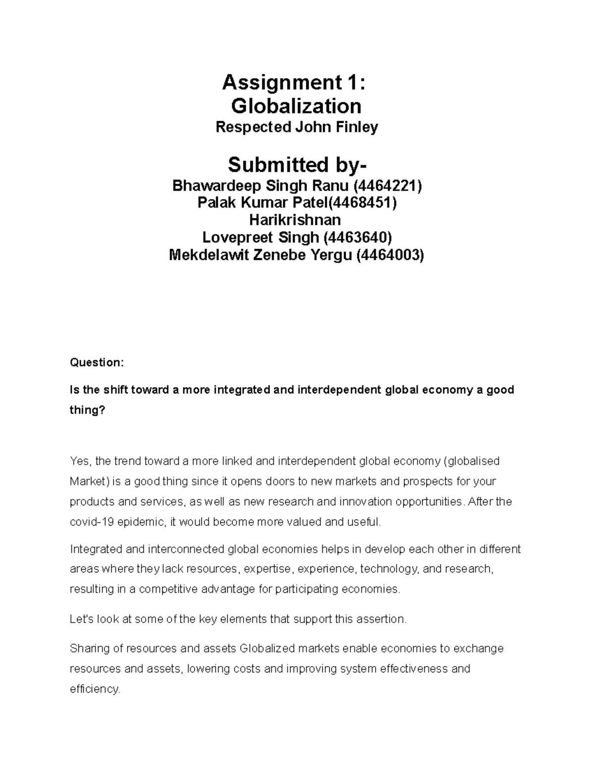 Assignment 1 - based on personal experience and teacher's guidance ...