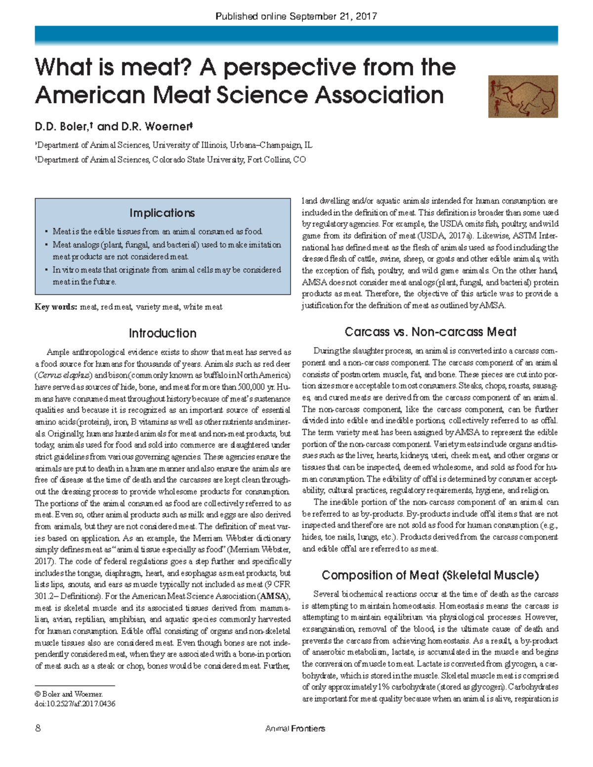 What is meat A perspective from the American Meat - Key words: meat ...
