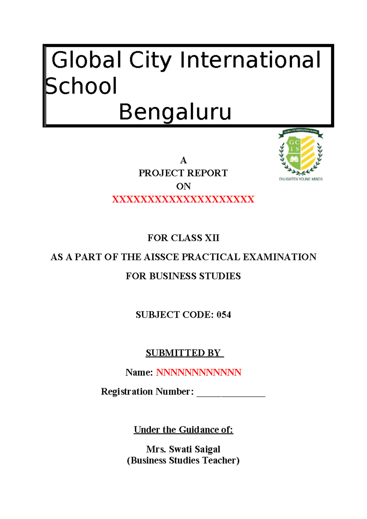 Bs intitial documents - Global City International School Bengaluru A ...