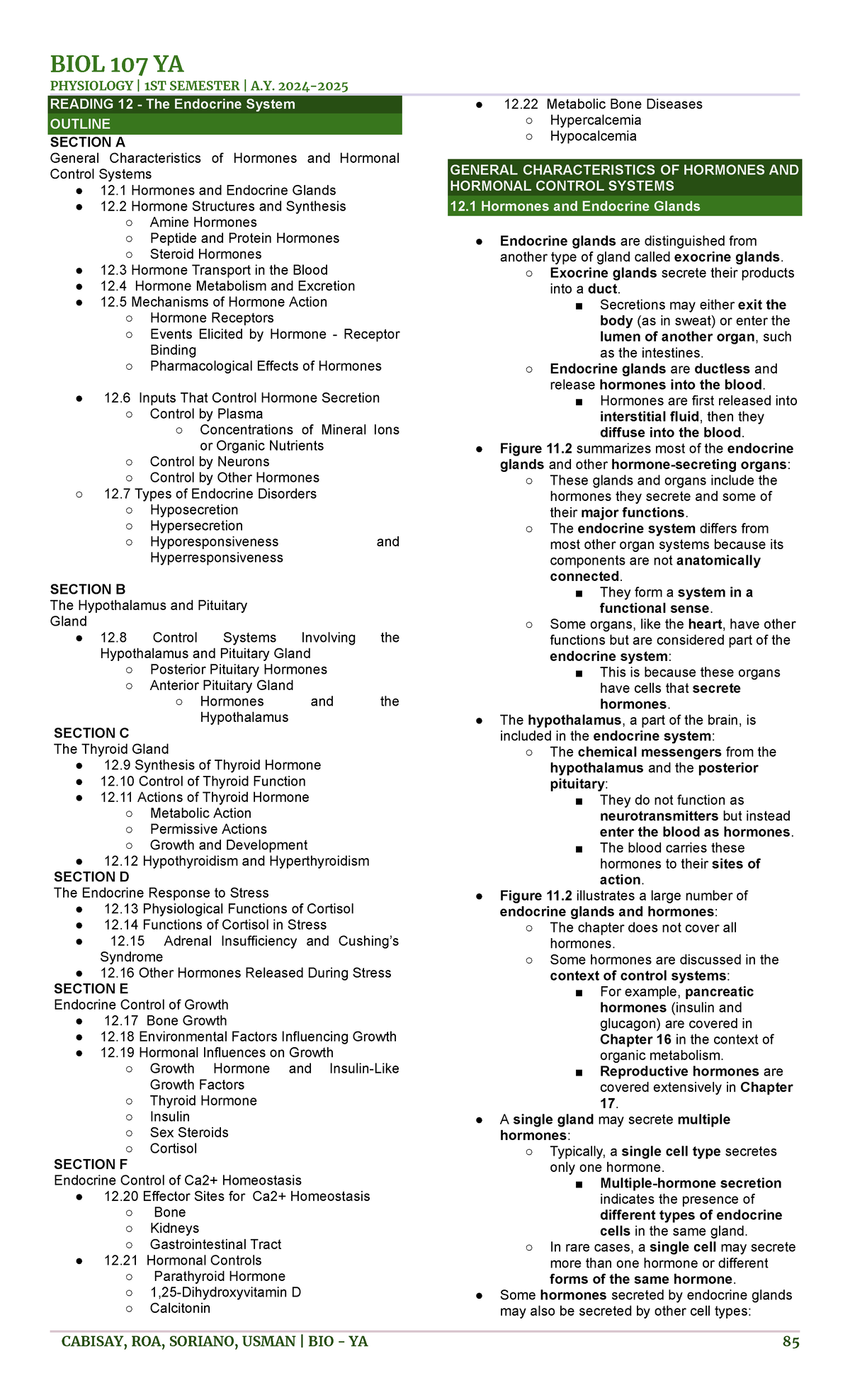 BIOL 107 - YA Notes - Google Docs - PHYSIOLOGY | 1ST SEMESTER | A. 2024 ...