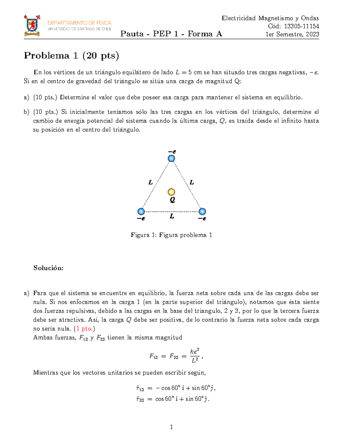 Pauta PEP1 EMYO-A-2023 - Pauta - PEP 1 - Forma A C ́od: 13305- 1er Semestre, 2023 Problema 1 (20 ...