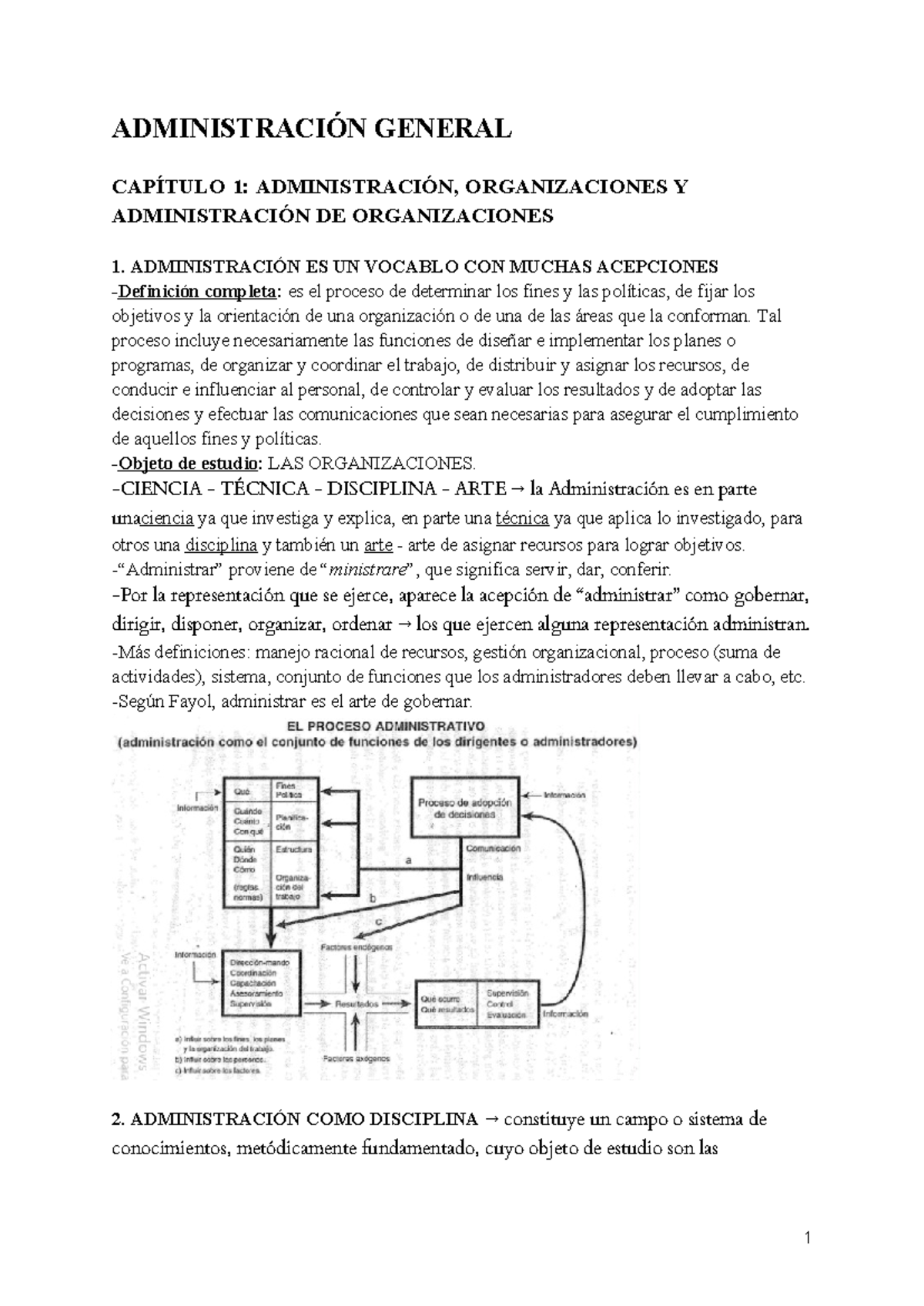 Administración General - ADMINISTRACIÓN GENERAL CAPÍTULO 1 ...