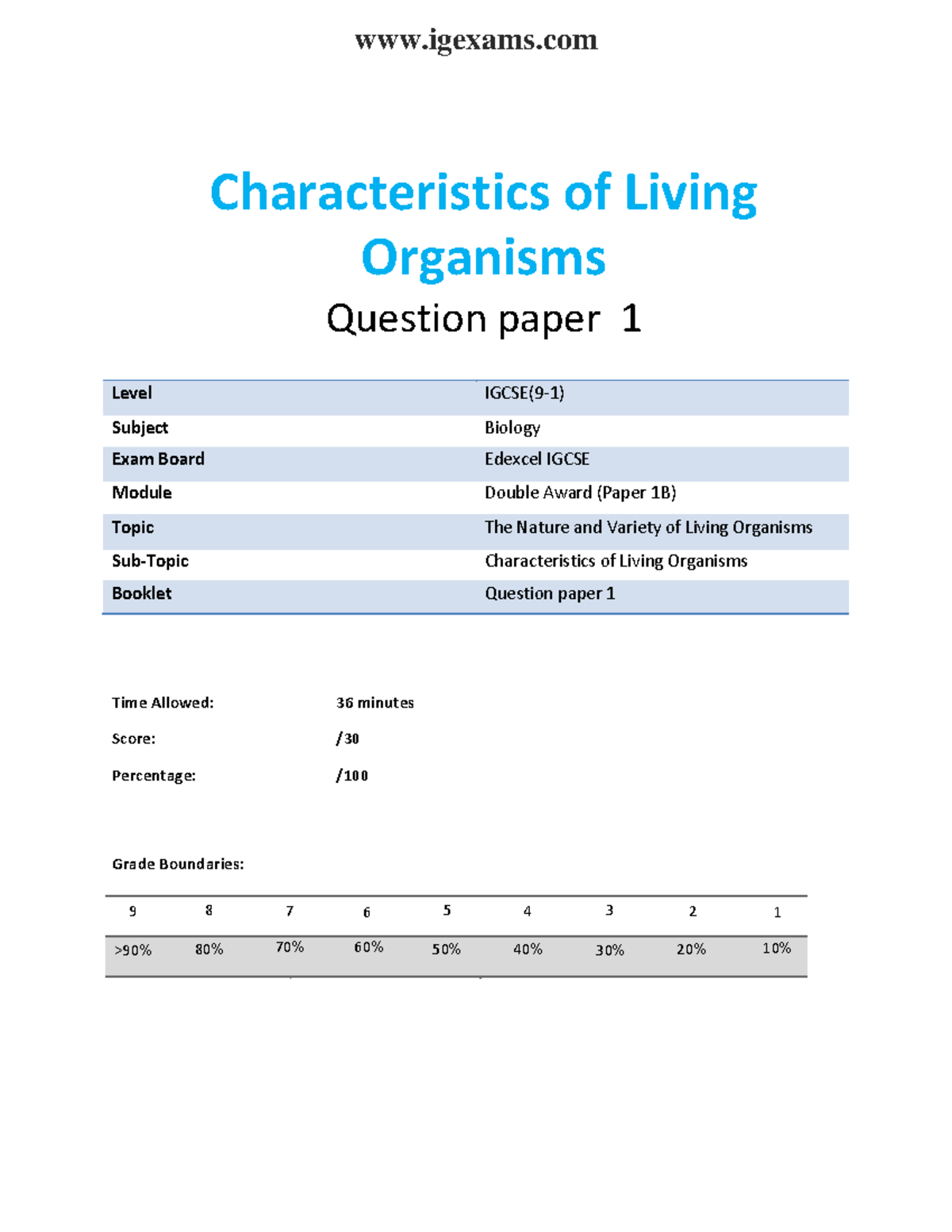 1 - living organisms - Characteristics of Living Organisms Question ...
