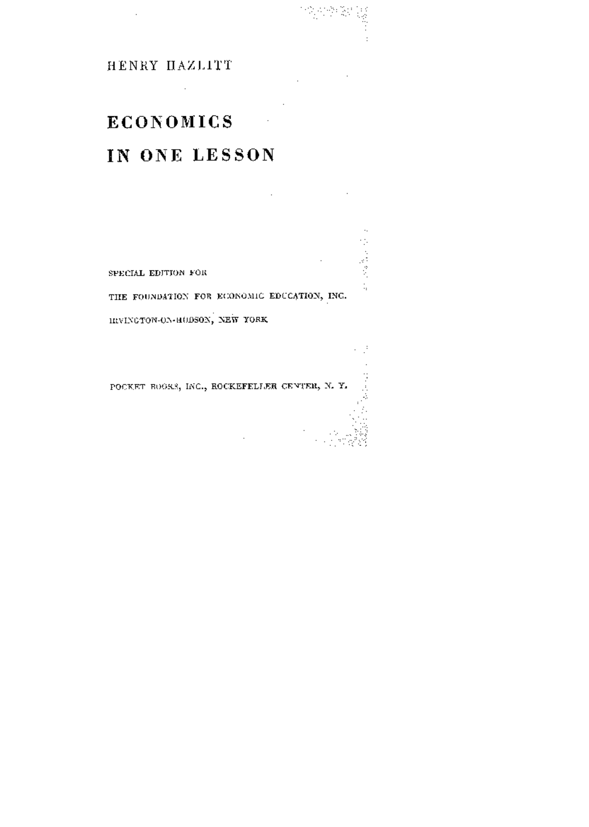 Economics In One Lesson (PDF) - reading - Studocu