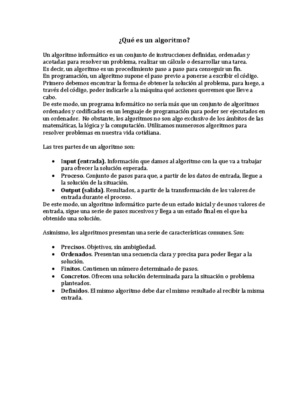 Paralelos T 1 - ¿Qué es un algoritmo? Un algoritmo informático es un ...